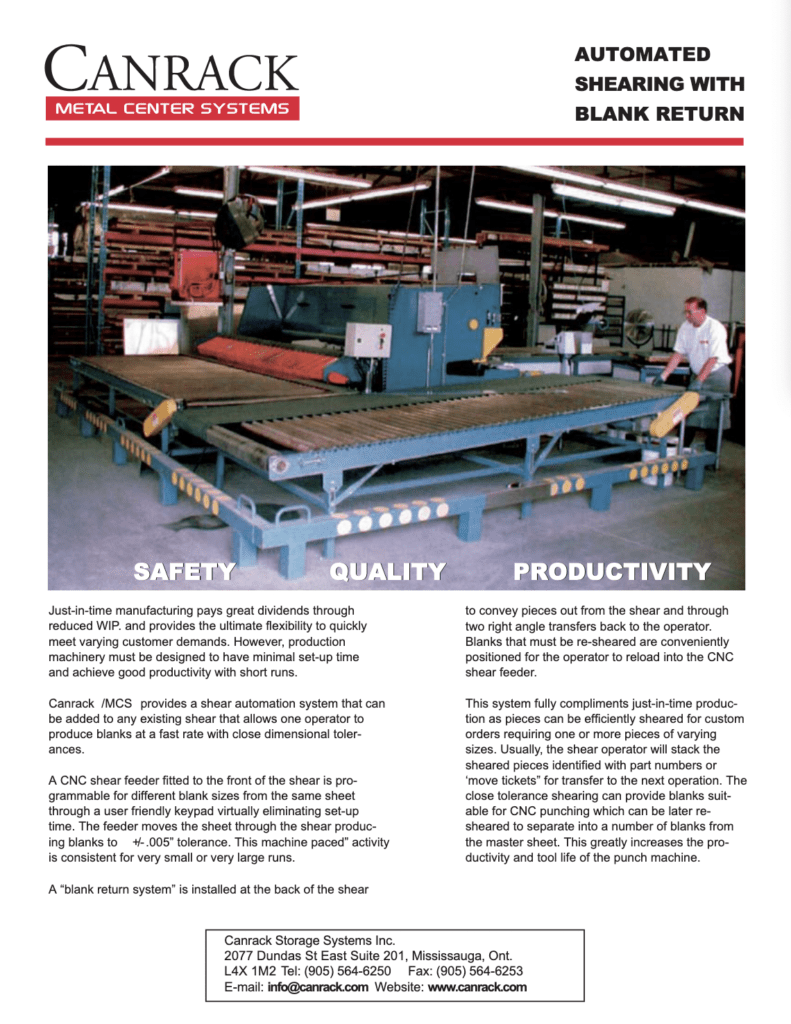 Shear Conveyors | Canrack Storage Systems